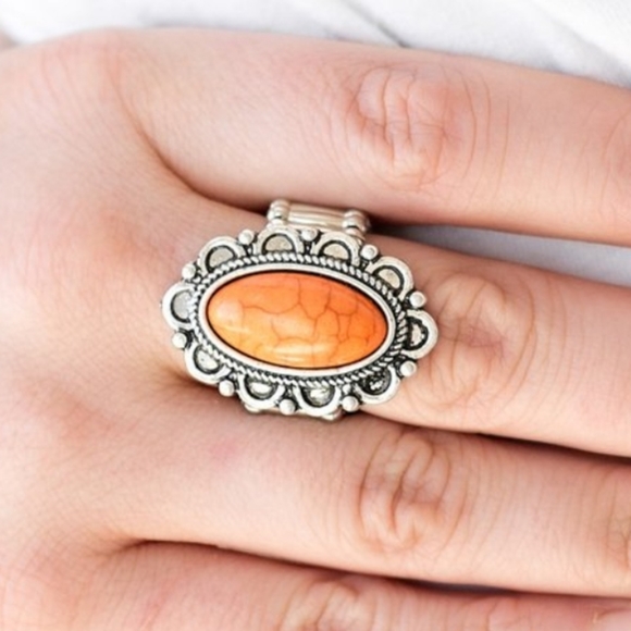 paparazzi | Jewelry | Desert Grotto Orange Crackle Stone Ring | Poshmark